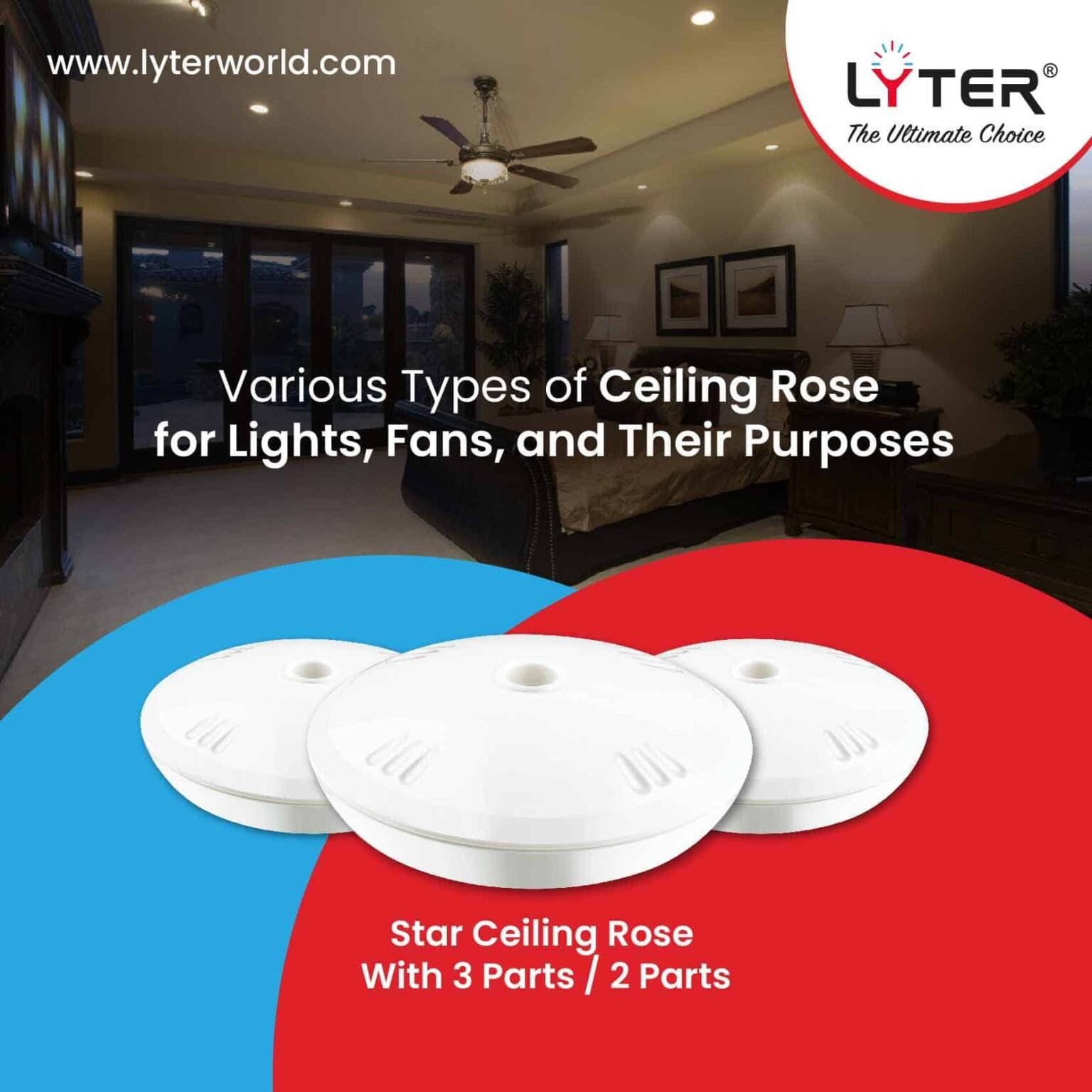 Various Types of Ceiling Rose for Lights, Fans, and Their Purposes - Lyter